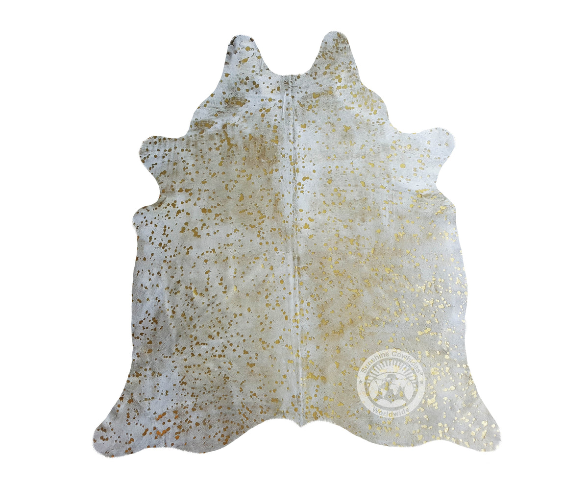 Devore Metallic Gold on Off White Cowhides – Sunshine Cowhides